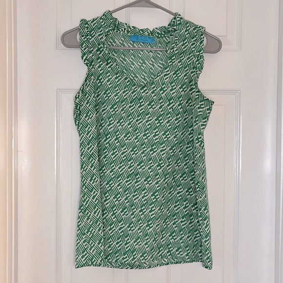 Tops | Green And White Geometric Tank | Poshmark